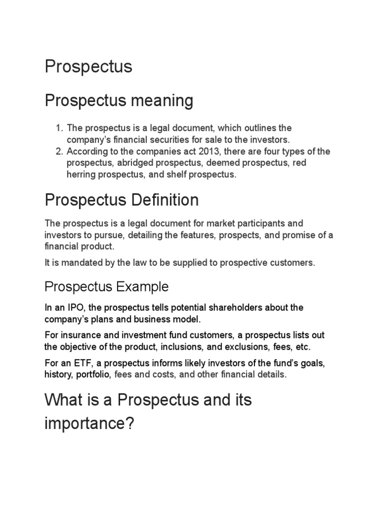 Prospectus | PDF | Prospectus (Finance) | Investor
