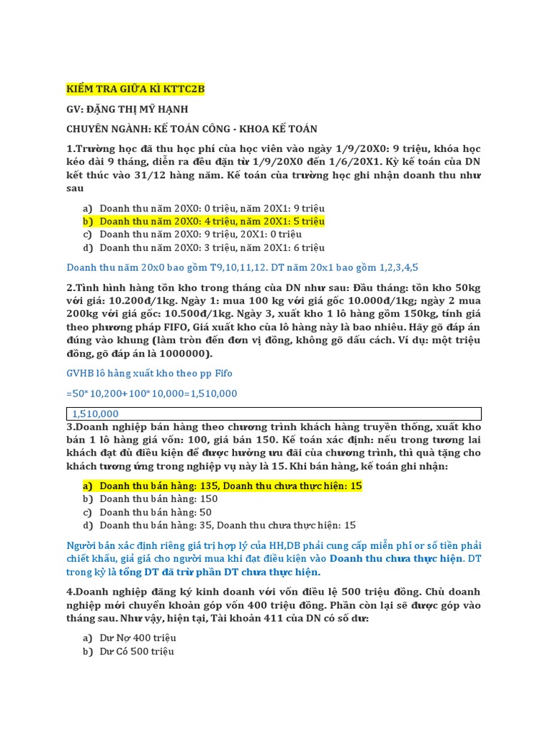 ĐỀ THI GIỮA KỲ KTTC 2B UEH | PDF