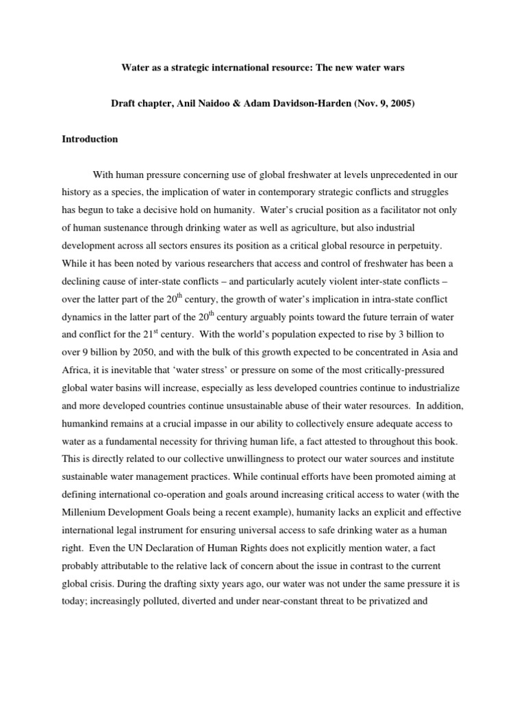 Water As A Strategic International Resource: The New Water Wars | PDF ...
