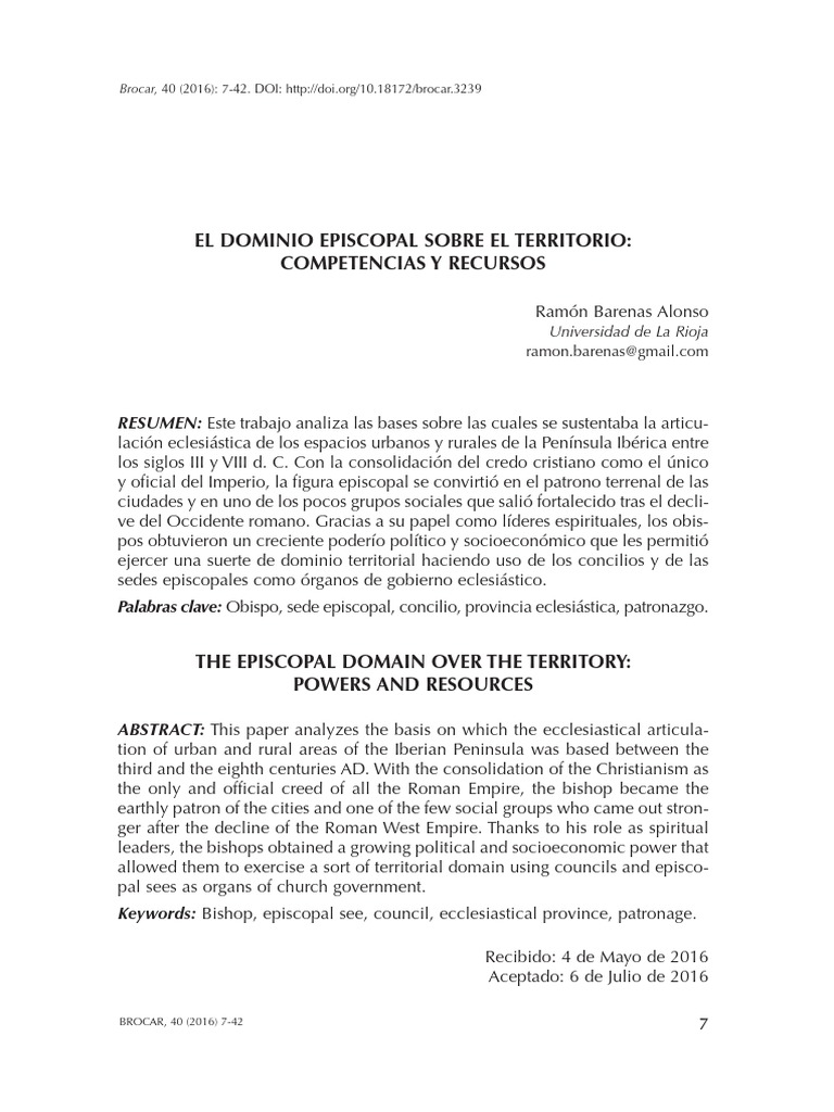 Dominio Episcopal Sobre Territorio III-VIII | PDF | Iglesia Católica | obispo