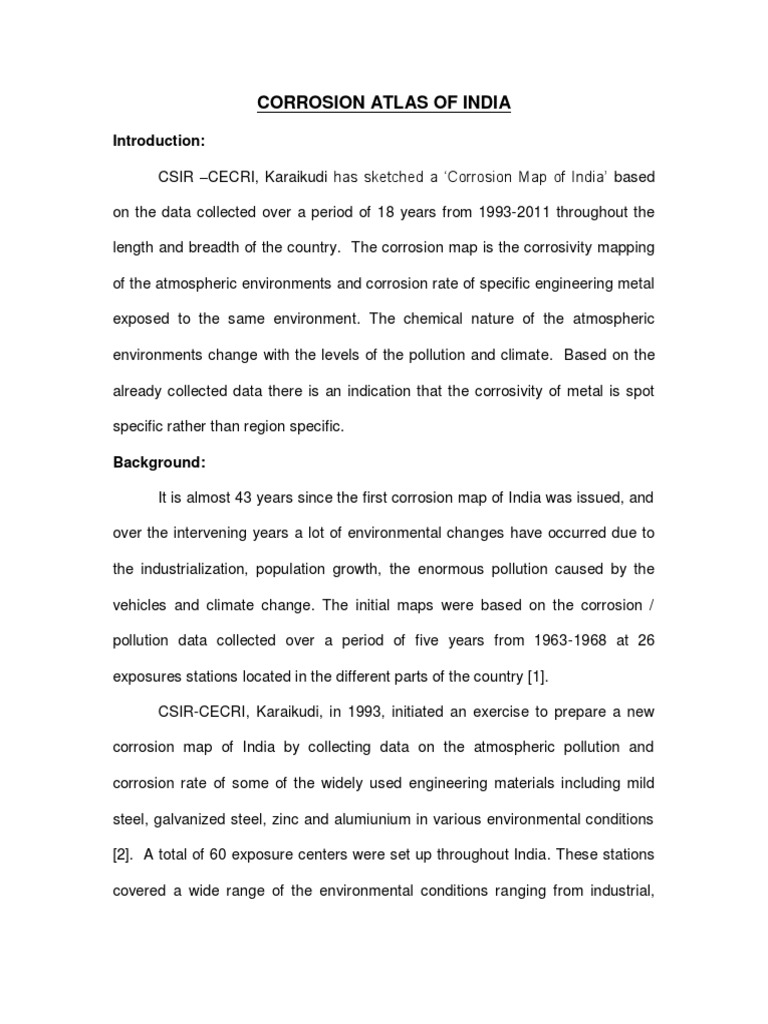 Corrosion Map of India by CSIR | Download Free PDF | Corrosion | Pollution