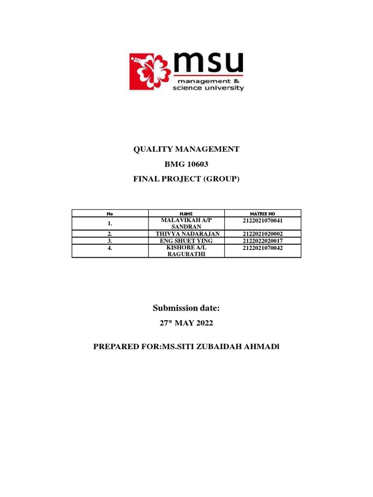 Quality Management Final Project | PDF | Smart Devices | Computing