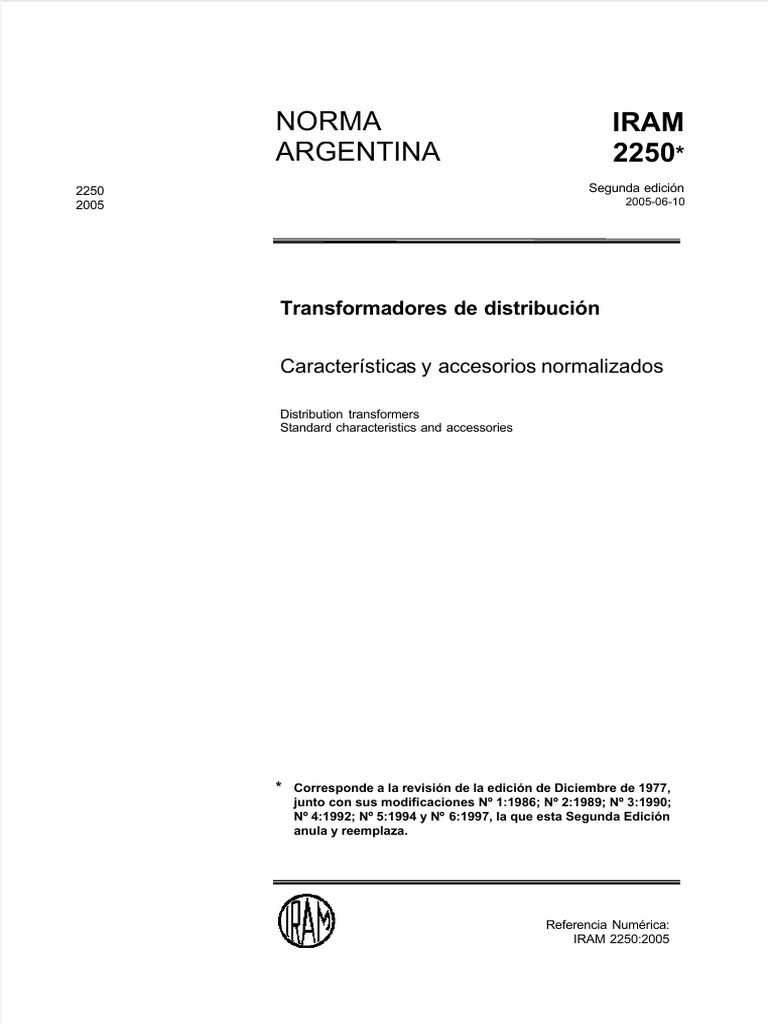 IRAM 2250 - Transformadores de Distribución | PDF | Transformador | Cobre