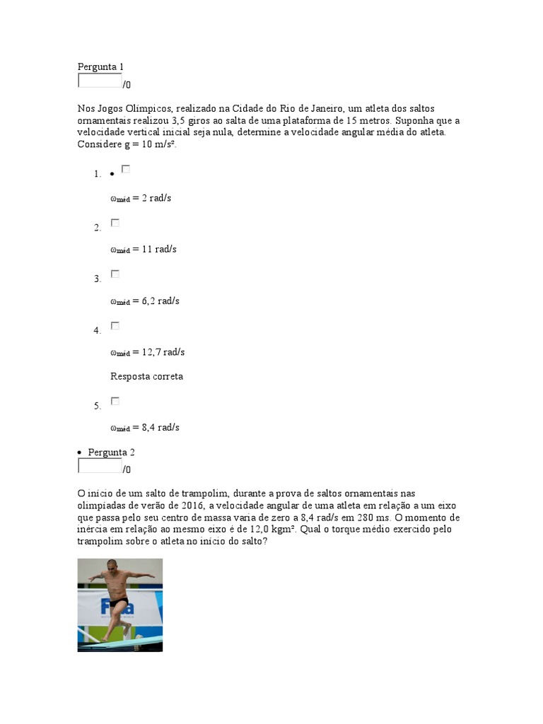 Topicos Integradores Uninassau Ativdade 3 | PDF | Torque | Colisão