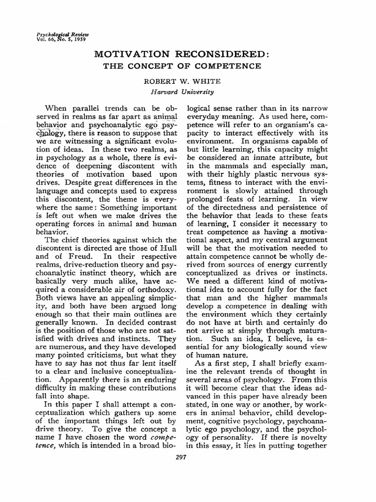 Motivation Reconsidered-The Concept of Competence (pp.302 & pp.318 ...