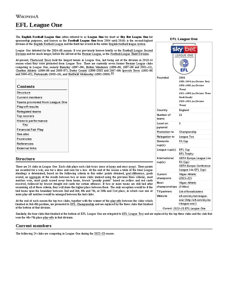 EFL League One | PDF | Association Football Seasons | Sports Teams