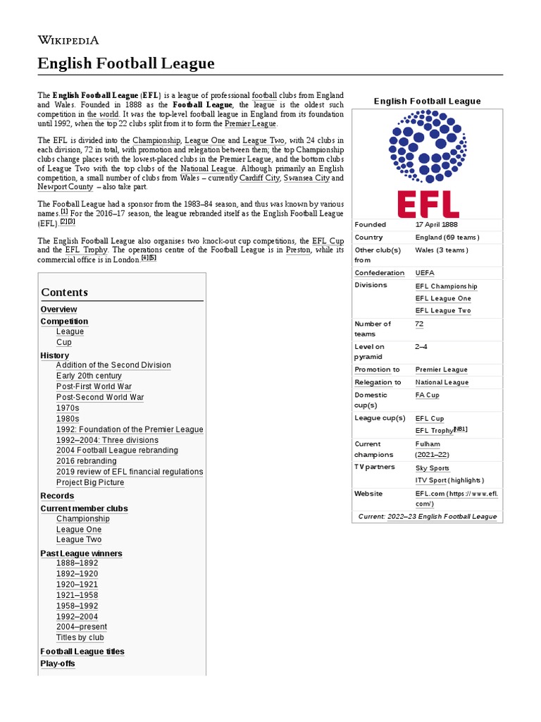 English Football League | PDF | English Football League | Sports Leagues