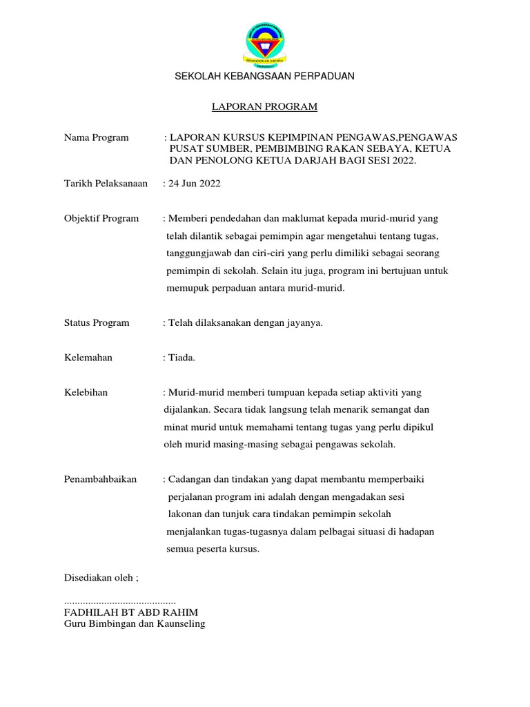 Laporan Kursus Kepimpinan 2022 | PDF
