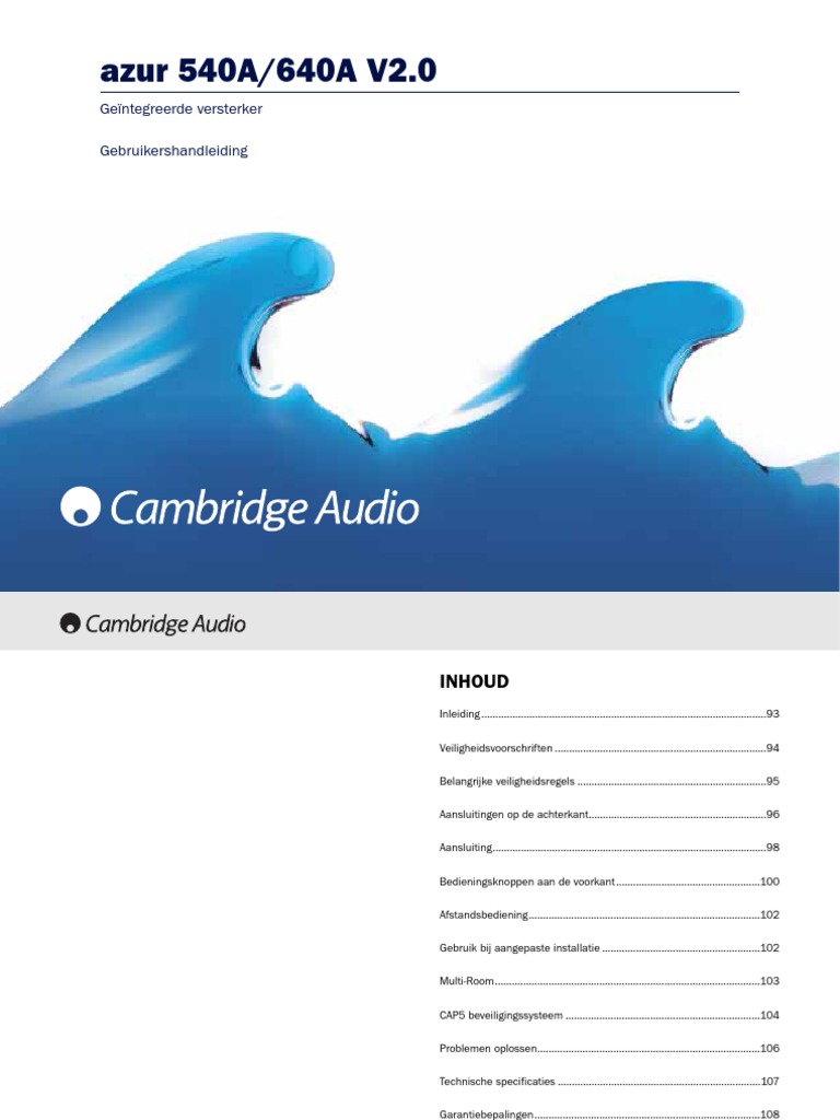 Azur 640A v2 User Manual - Dutch | PDF