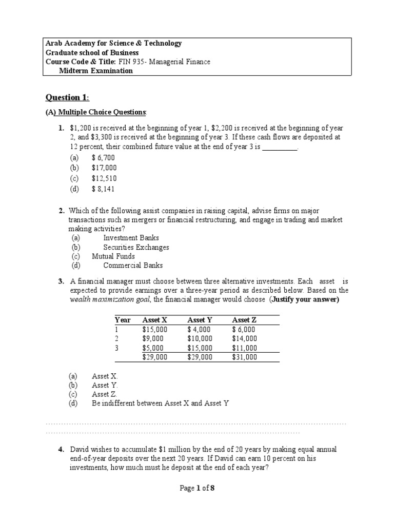 Spring2022 (July) Exam-Fin Part1 | PDF | Investing | Bonds (Finance)