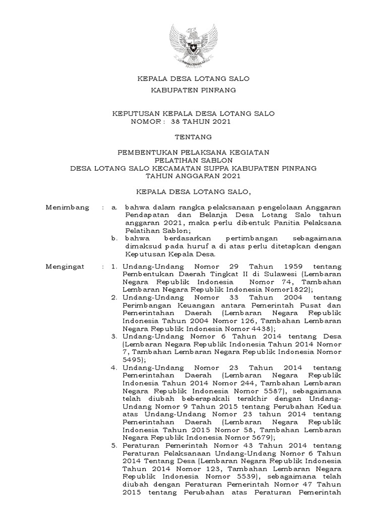 SK Pembentukan Panitia | PDF