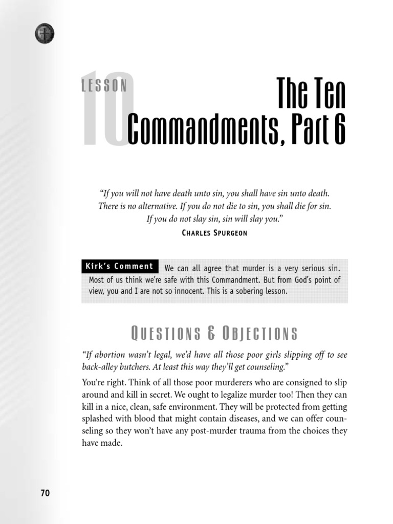 The Ten Commandments, Part 6: Lesson | PDF | Capital Punishment | Satan