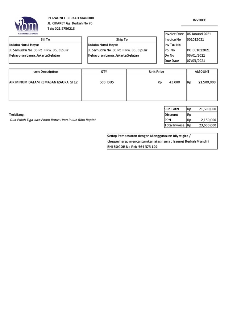 Invoice Ibm 2021 | PDF