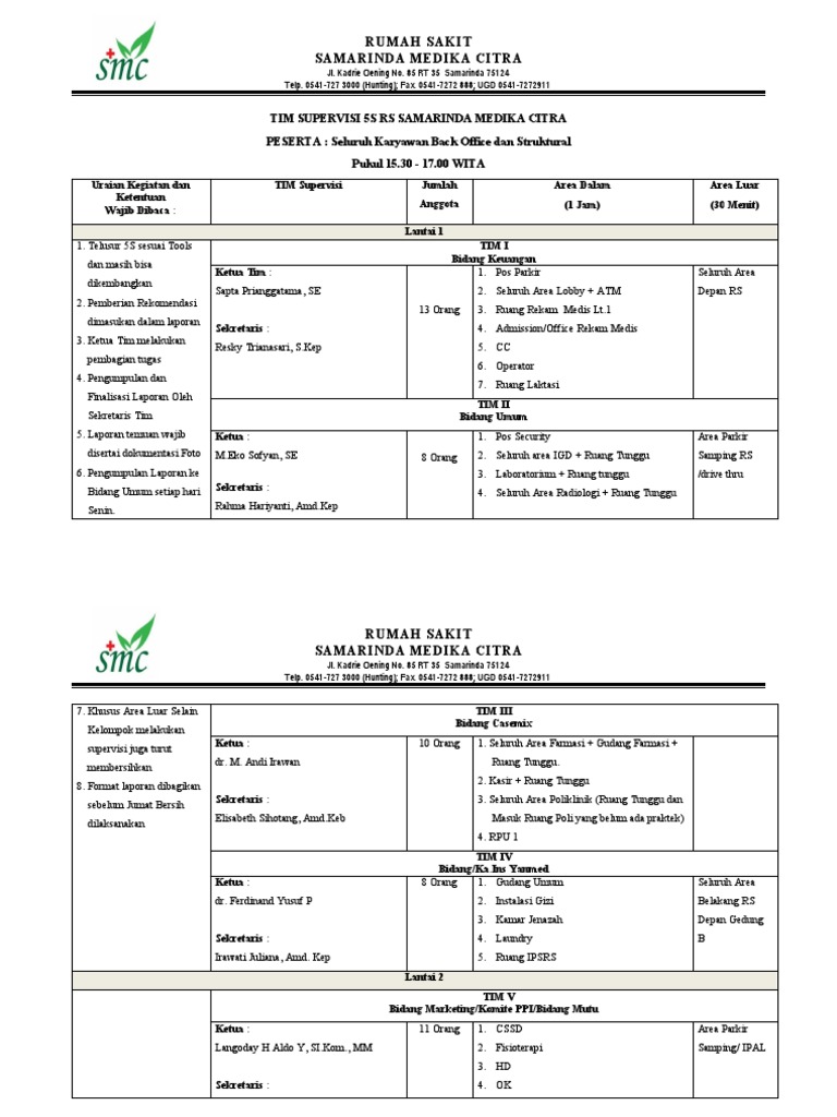 Jadwal Supervisi 5S Fix | PDF