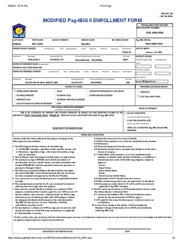 Pag-Ibig Mp2 Application Form | PDF | Economies | Business