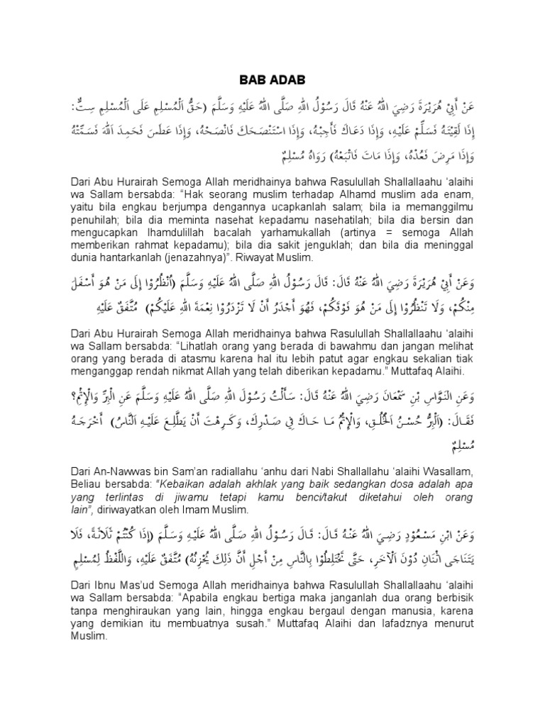 Bulughul Marom - Bab Adab | PDF