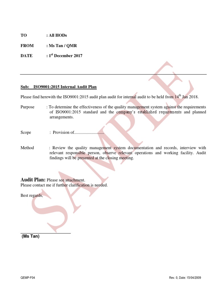 Iso9001 Audit Plan Pdf Iso 9000 Audit 3461