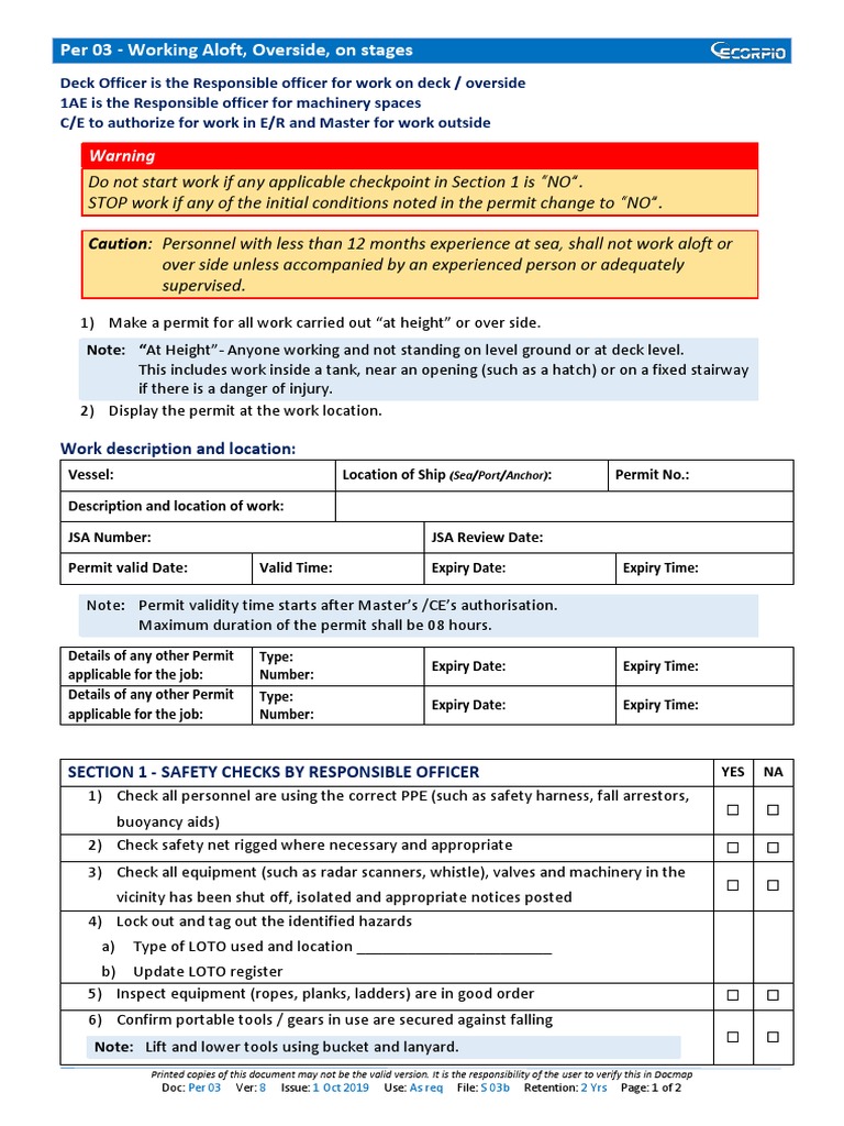 Working Aloft Risk Assessment | PDF