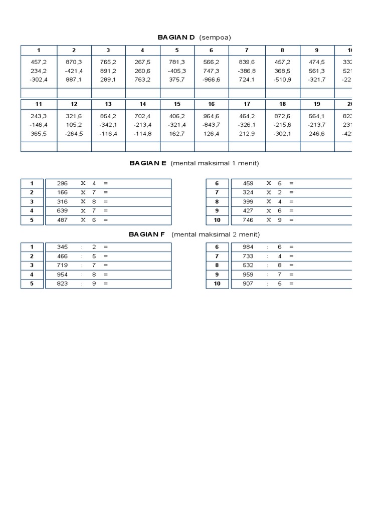 Soal Sempoa Level 6 | PDF