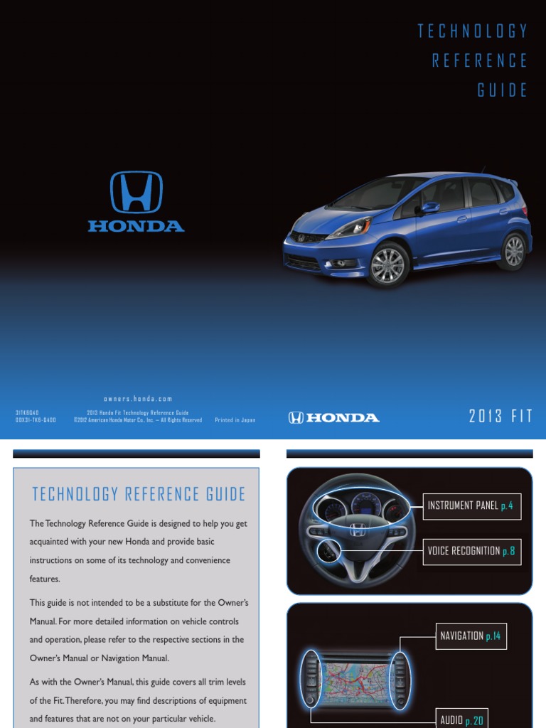 2013 Honda Fit Online Reference Owner's Manual | PDF | Airbag | I Pod