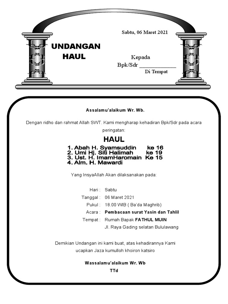 Undangan Haul PONPES | PDF