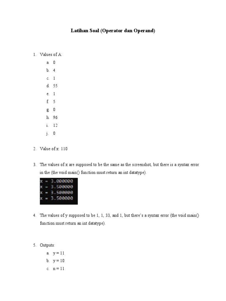 Latihan Soal (Operator Dan Operand) | PDF