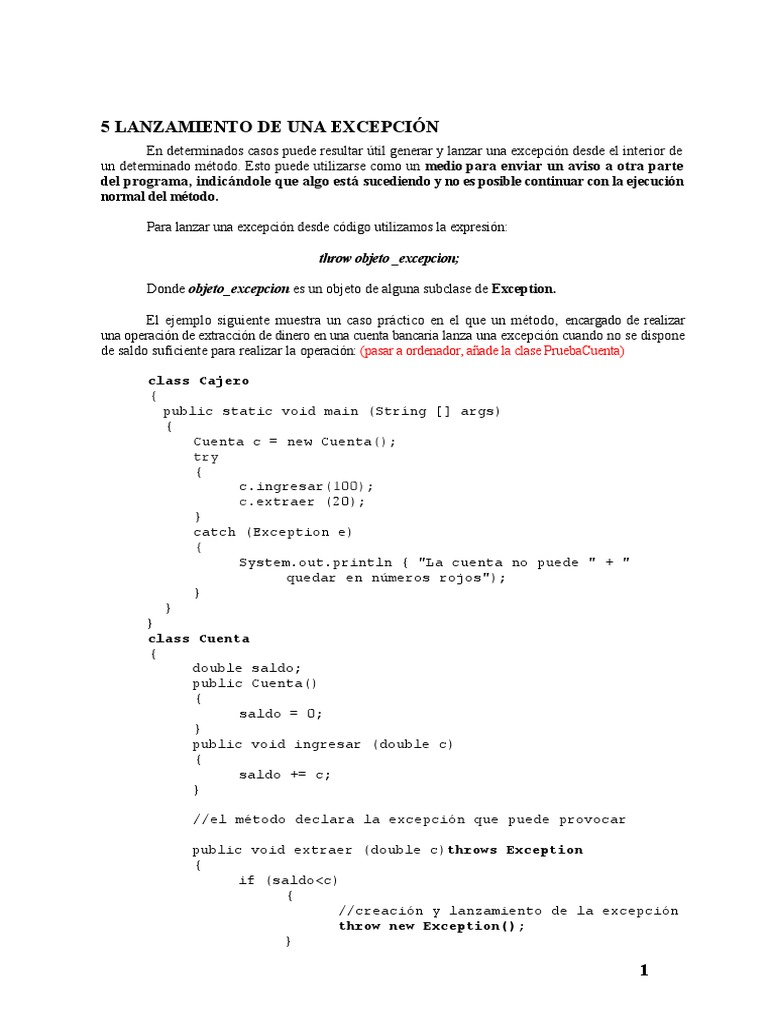 7 Excepciones II Alumnos | PDF | Java (lenguaje de programación ...