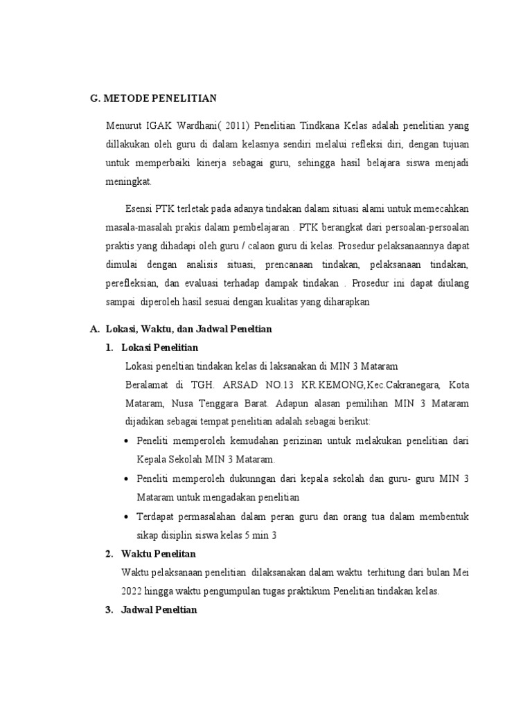 Metode Penelitian PTK | PDF