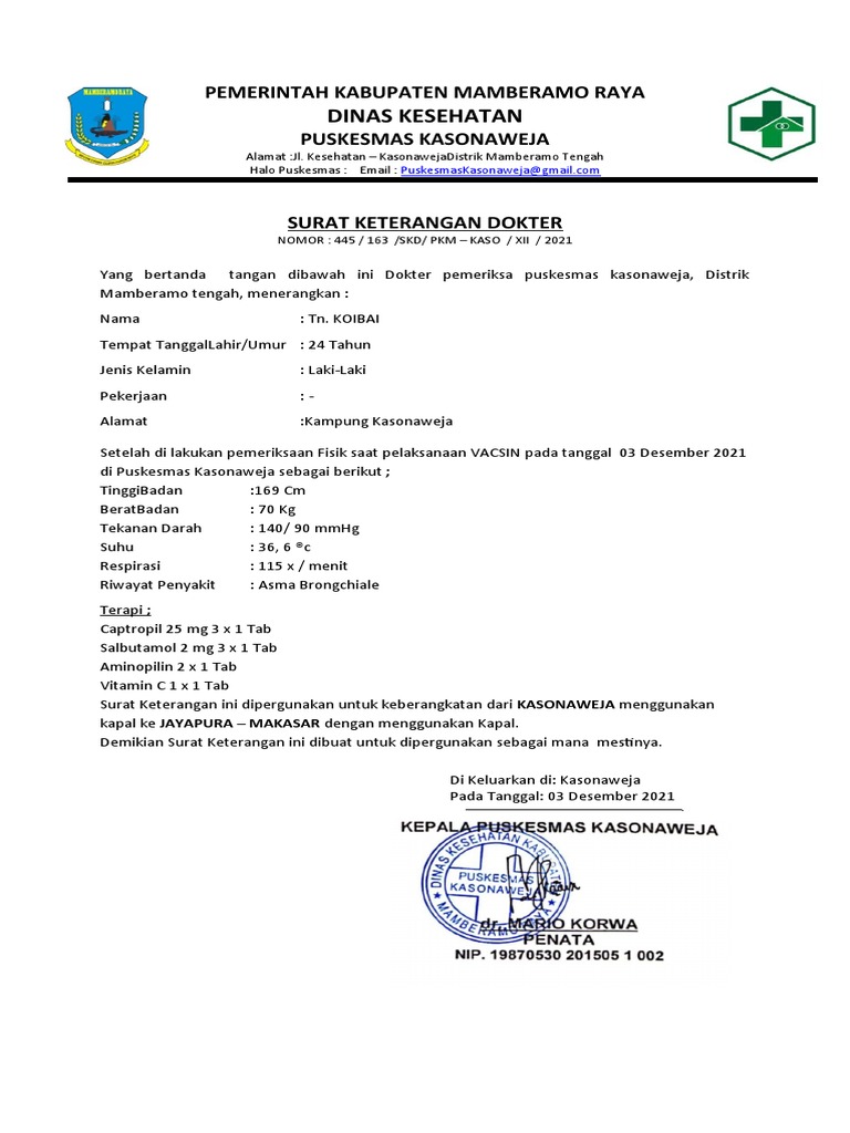 Surat Keterangan Dokter | PDF