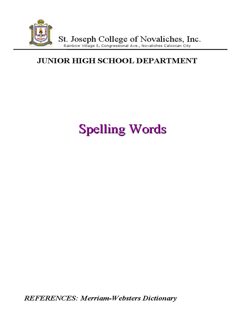 Grade 8 Spelling Words and Meanings | PDF