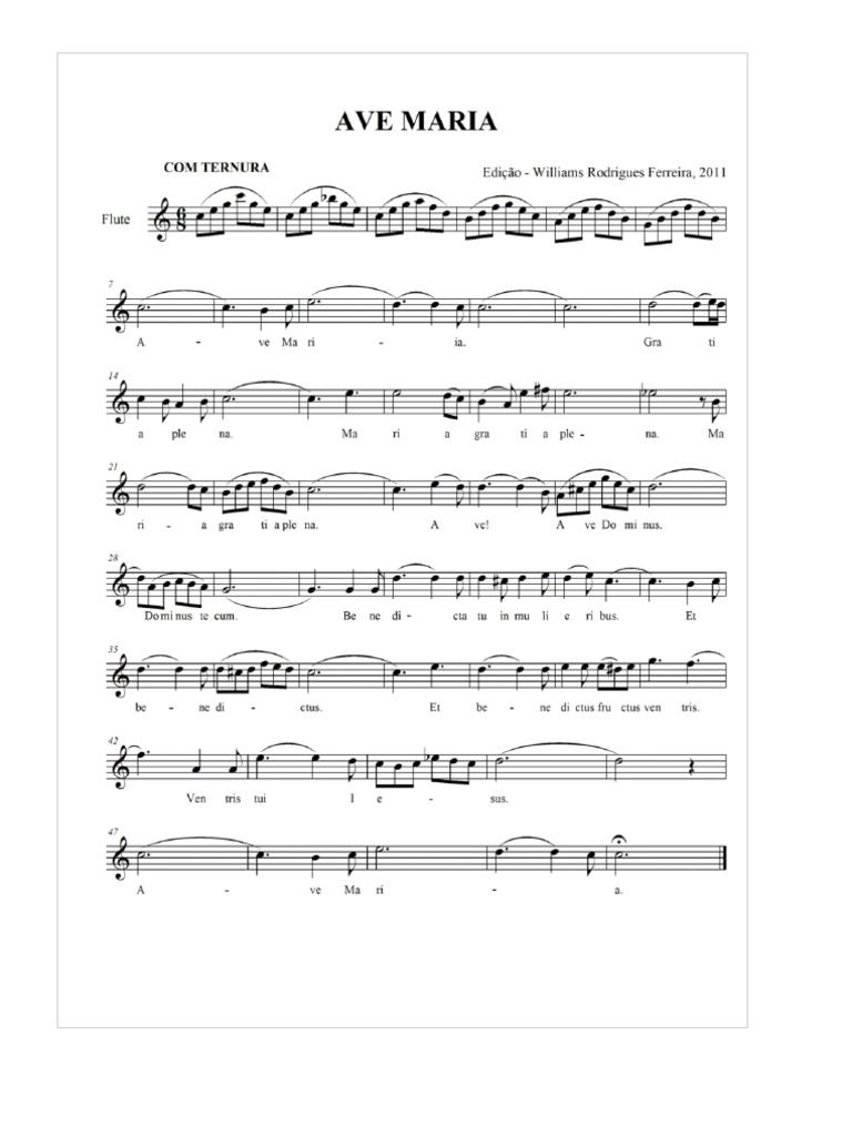 Partitura de Ave Maria de Schubert