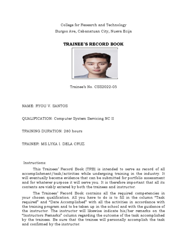 Trainee Record: Computer Servicing | PDF | Computer Network | Computer Hardware