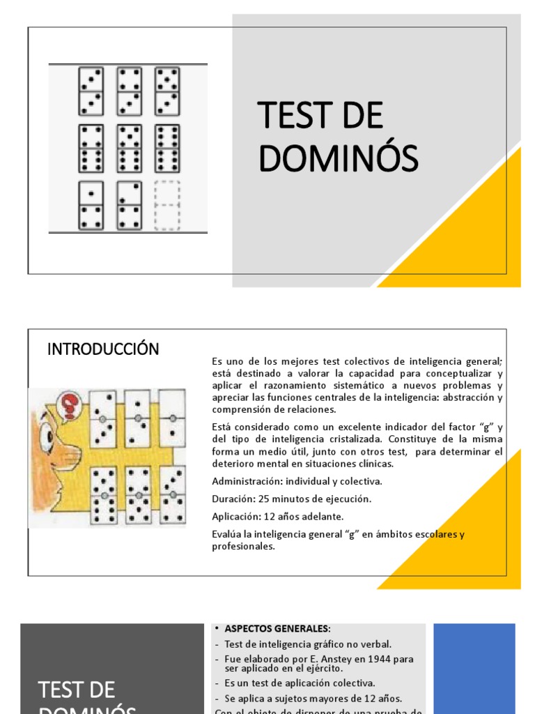 Clase 6 Test de Dominós | PDF | Inteligencia | Aprendizaje