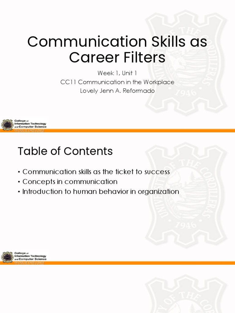 1.0 - Communication Skills As Career Filters | Download Free PDF ...