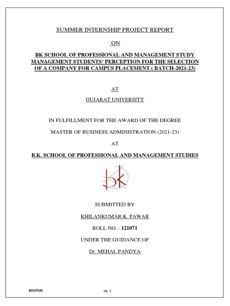 Sip Report - 121071 | PDF | Employment | Brand