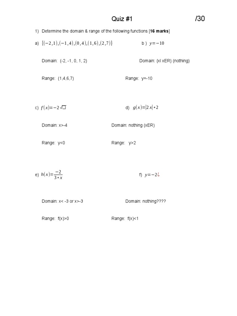 MCR3U Quiz #1 On 2022-07-06 11 - 51 - 45 | PDF