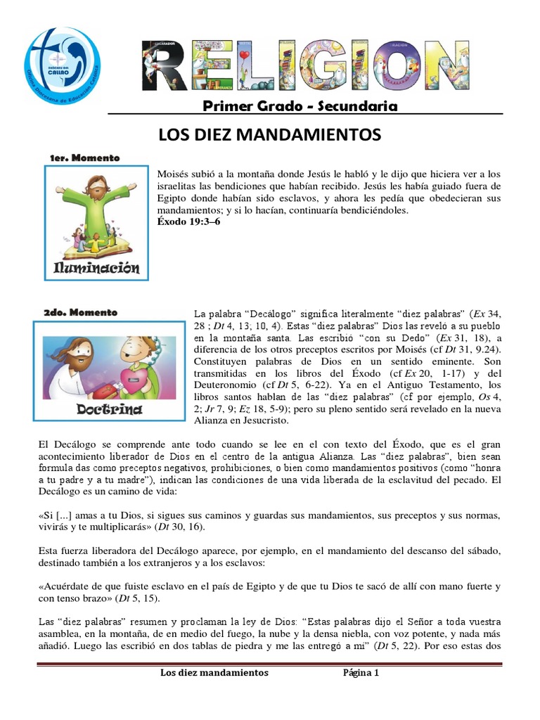 Ficha de Religion 10 - Los Diez Mandamientos | PDF | Diez Mandamientos ...