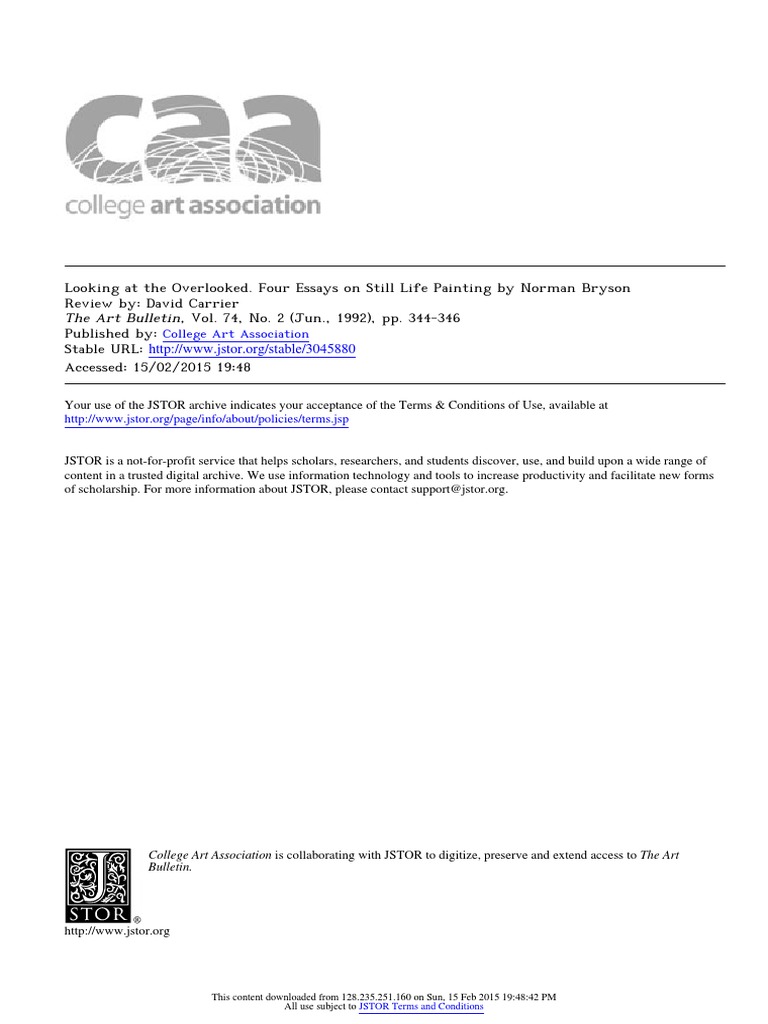 Carrier y Bryson - Looking at The Overlooked. Four Essays | PDF | Still ...