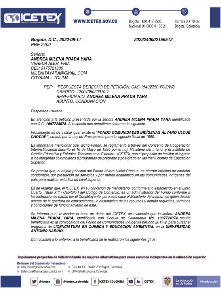 RESPUESTA ICETEX A LA TUTELA 2022-2 | PDF | Gobierno