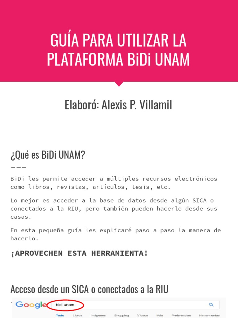 Guía de acceso a BiDi UNAM | PDF | Contraseña | Ciencias de la Información
