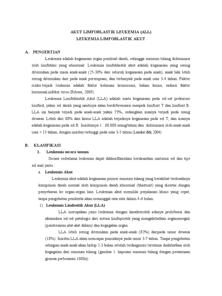 Akut Limfoblastik Leukemia All Leukemia | PDF