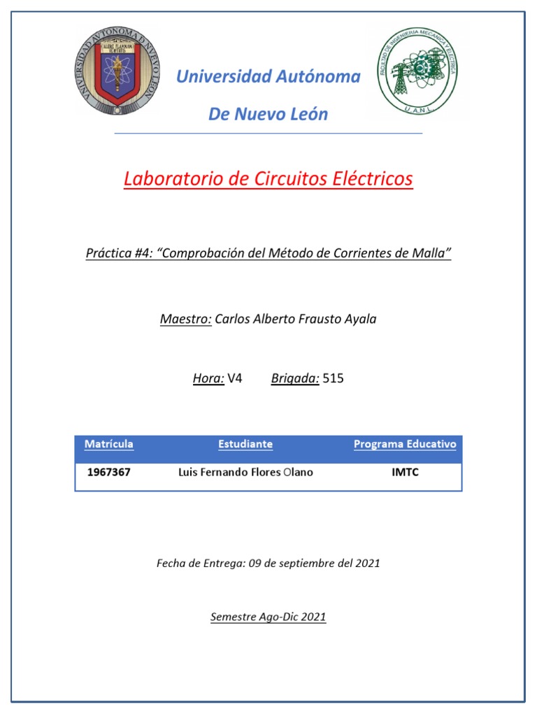 Práctica4 Circuitos Eléctricos 1 FIME | PDF