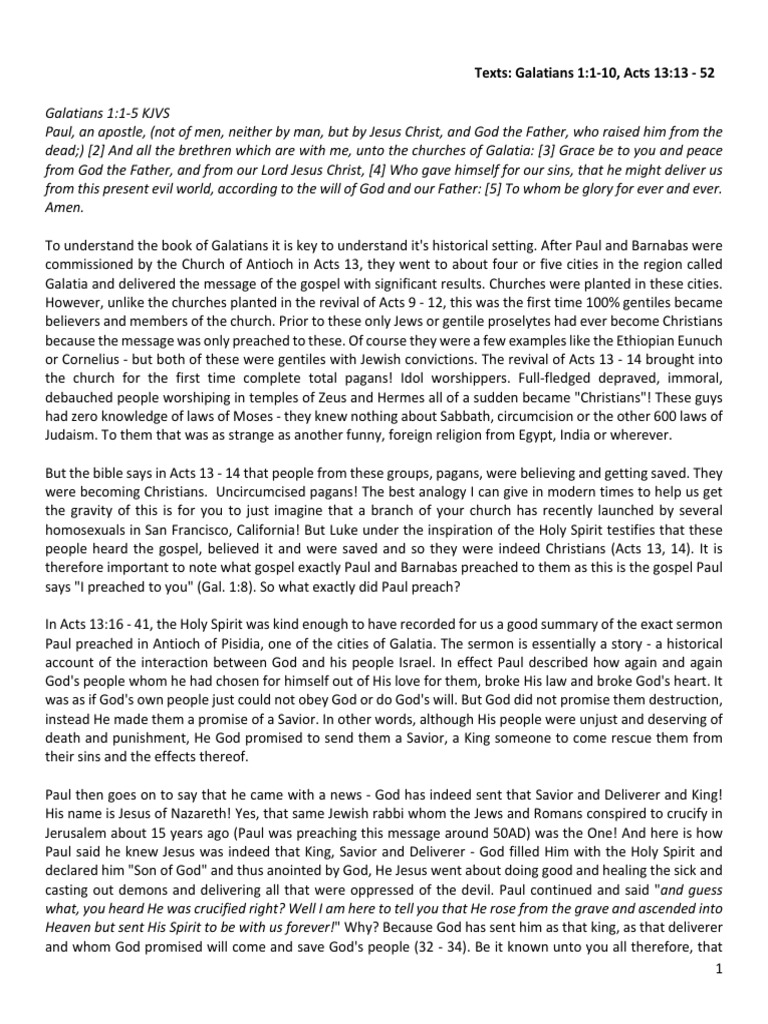 Galatians 1 | PDF | Paul The Apostle | Jesus
