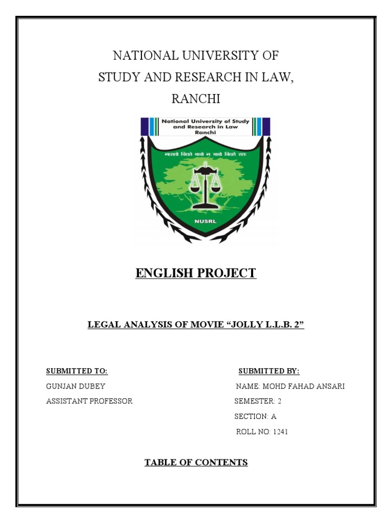 National University of Study and Research in Law, Ranchi: English ...