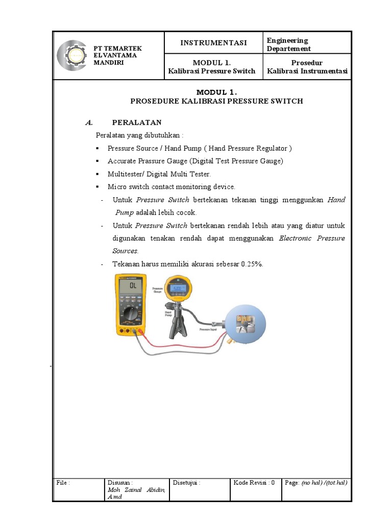 Prosedur Kalibrasi Pressure Switch | PDF