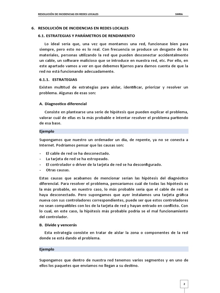 Resolución de Incidencias en Redes Locales | PDF | Red de computadoras | Modelo osi
