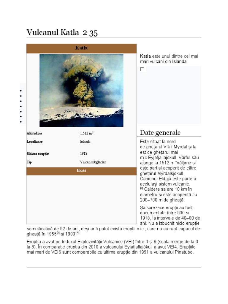Vulcanul Katla | PDF