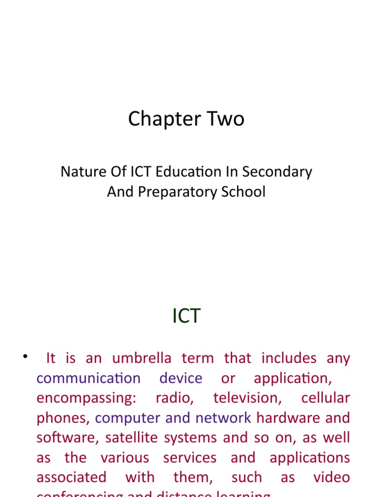 Chapter Two: Nature of ICT Education in Secondary and Preparatory ...