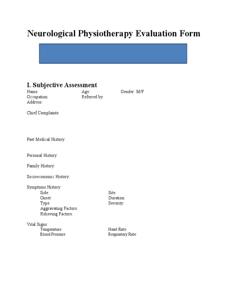 Neurological Physiotherapy Evaluation Form (IHS) | PDF | Anatomical ...