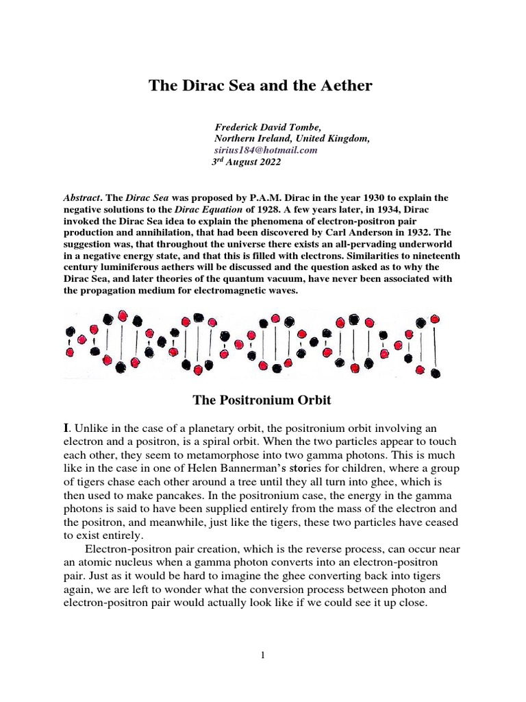 The Dirac Sea and the Aether | PDF | Electron | Luminiferous Aether